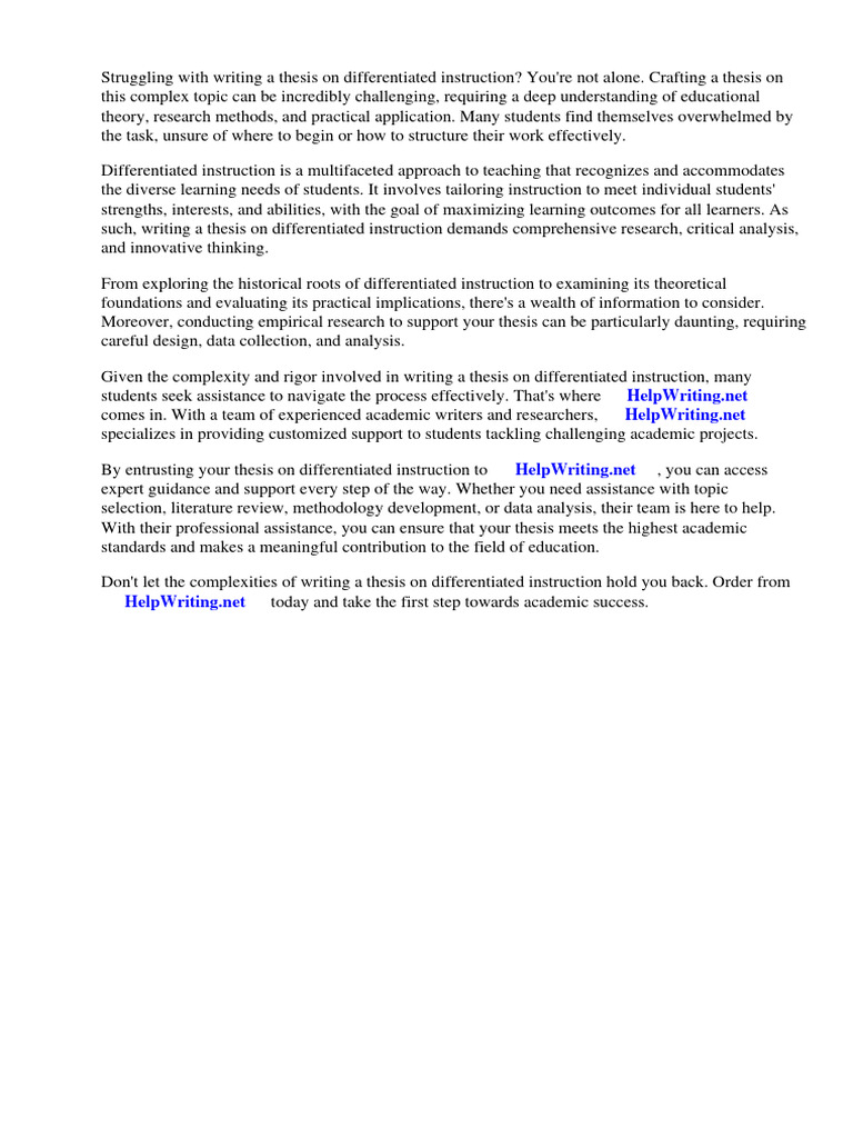 Thesis on Differentiated Instruction | PDF | Differentiated Instruction | Learning