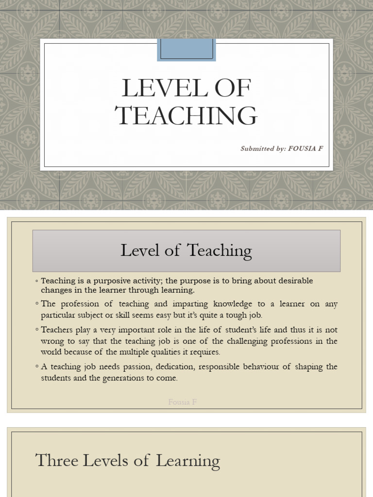 Memory Level of Teaching | PDF | Learning | Teachers