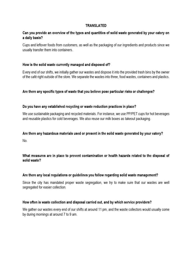 INTERVIEW | PDF | Waste Management | Waste