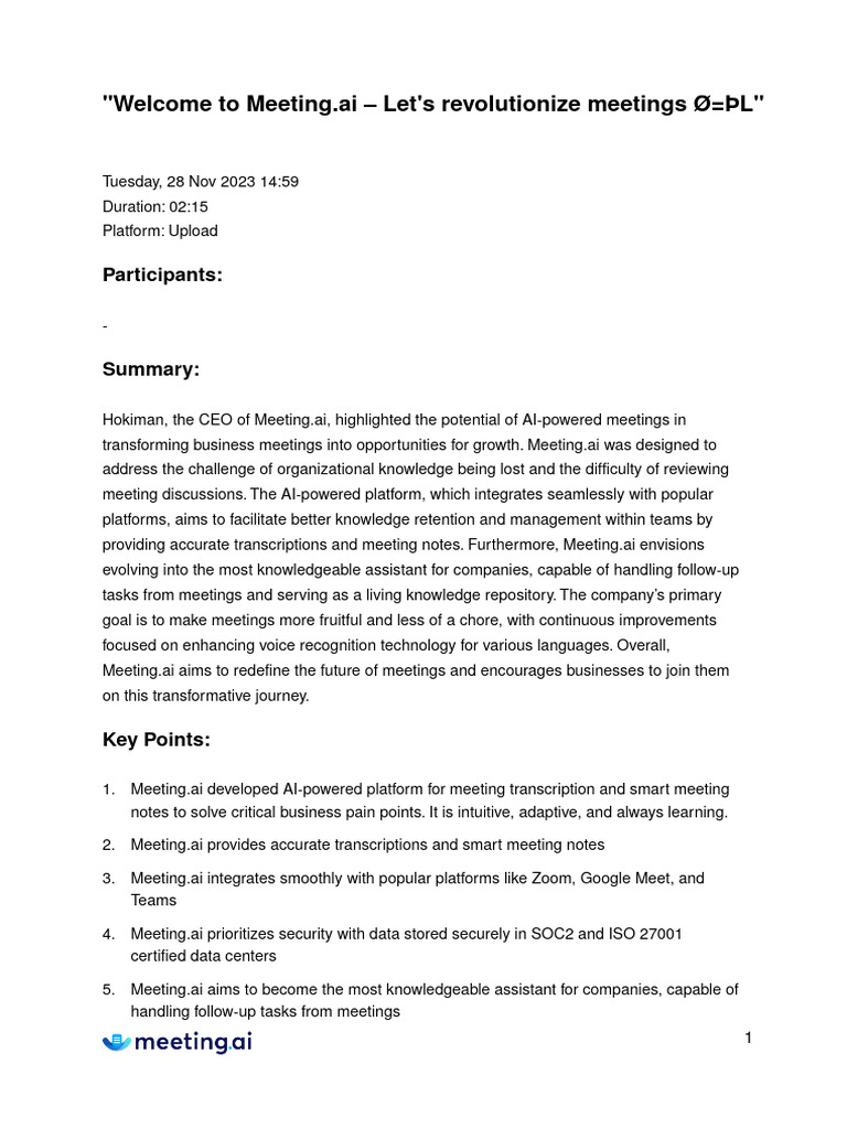 Welcome To Meeting Ai Let S Revolutionize Meetings Meeting Ai Mom