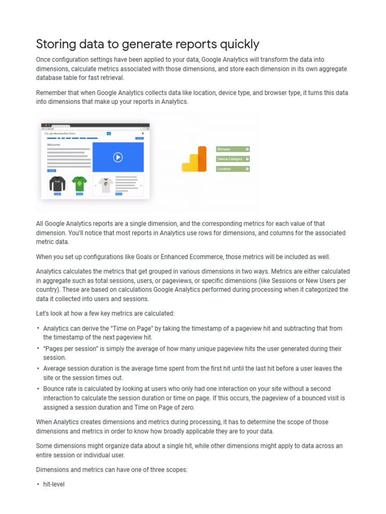 Storing Data To Generate Reports Quickly | PDF | Analytics | Data