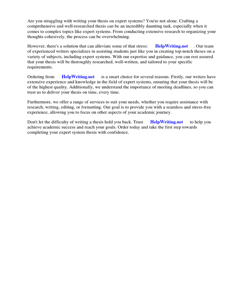 Expert System Thesis Example | PDF