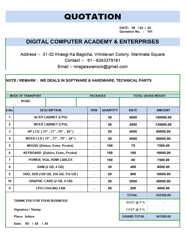 Shipping Quotation | PDF