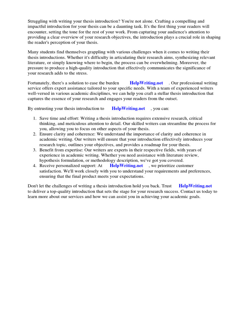 Writing Introduction Thesis | PDF | Essays | Thesis Writing Introduction Thesis | PDF | Essays | Thesis