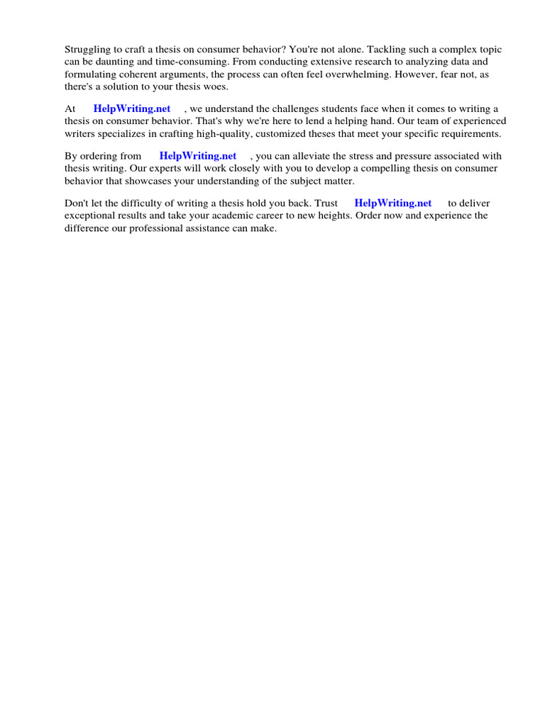 Thesis Help for Consumer Behavior Students | PDF | Consumer Behaviour ...