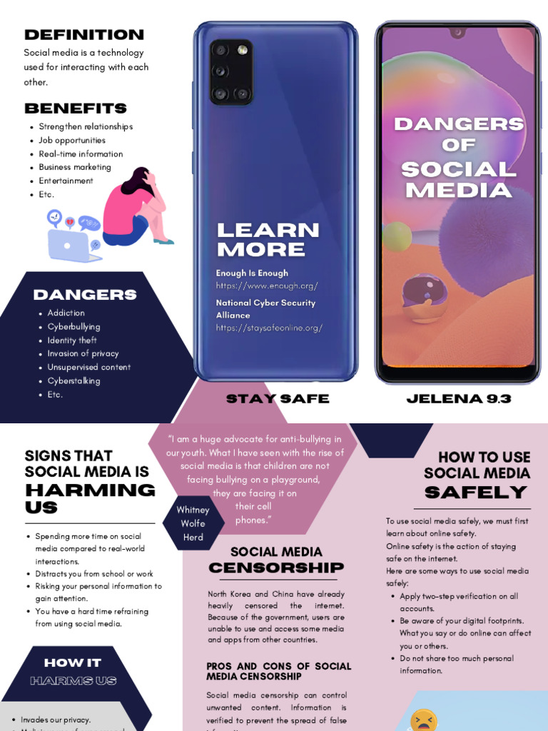 DANGERS OF SOCIAL MEDIA BROCHURE | PDF | Social Media | Popular Culture & Media Studies