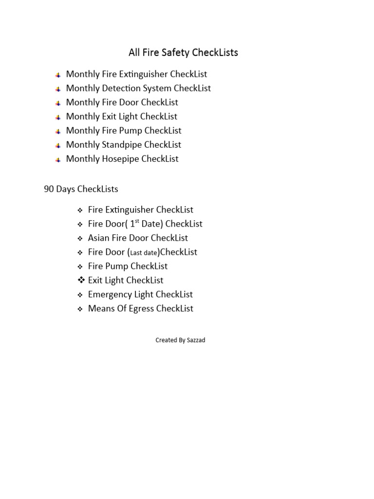 All Fire Safety CheckLists | PDF