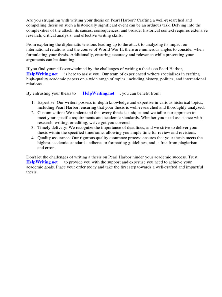 Pearl Harbor Thesis Topics | PDF | Attack On Pearl Harbor | Empire Of Japan