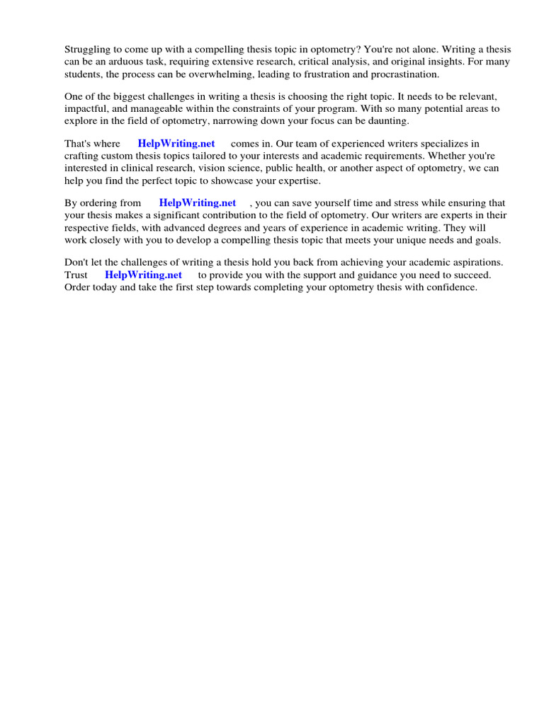 Optometry Thesis Topics | PDF | Optometry | Thesis