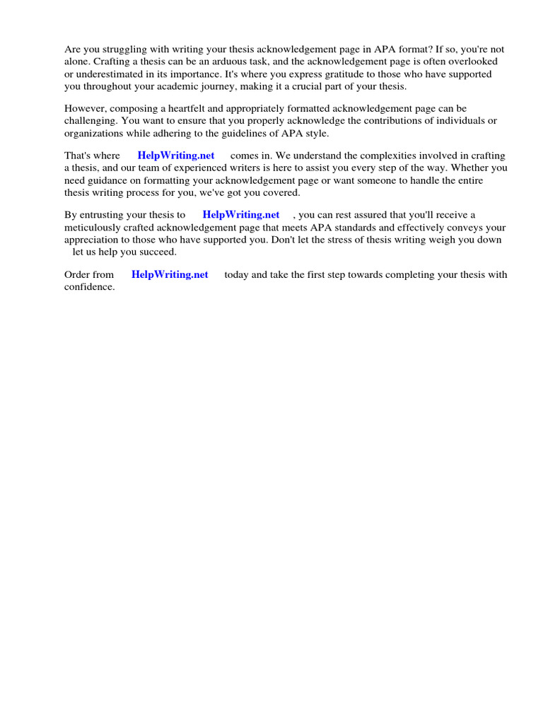 Acknowledgement Page Thesis Apa | PDF | Thesis