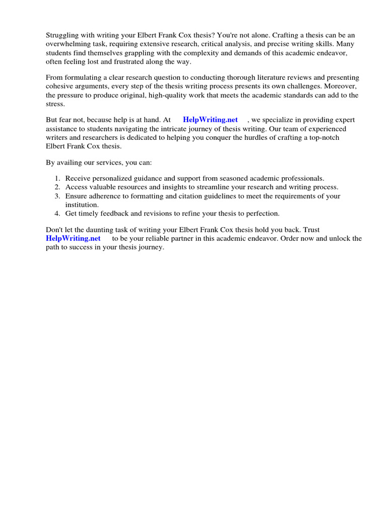 Elbert Frank Cox Thesis | PDF | Speed Reading