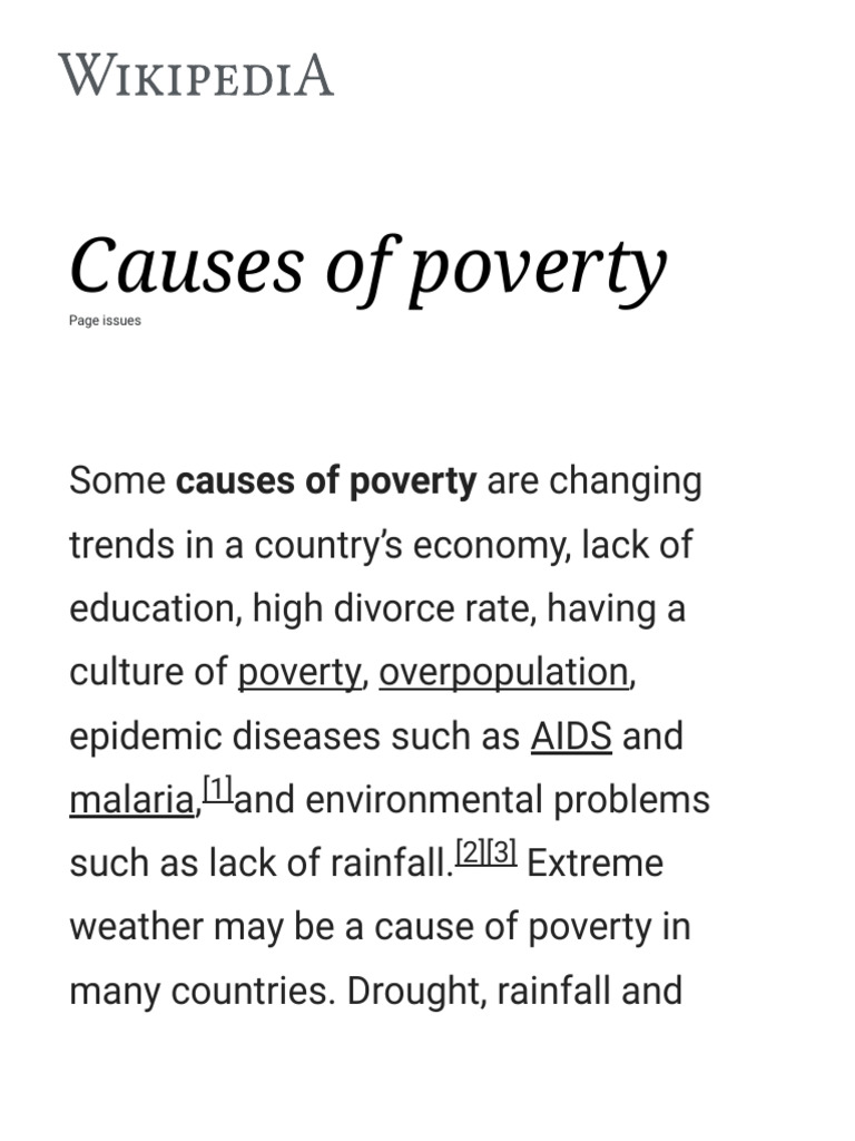 Causes of Poverty - Wikipedia | PDF | Poverty | Poverty & Homelessness