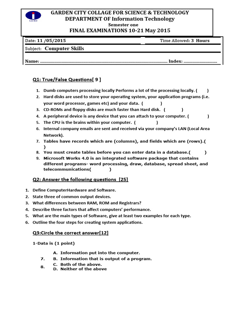 Final Sem1 Computer Skills - Copy | PDF | Databases | Programming