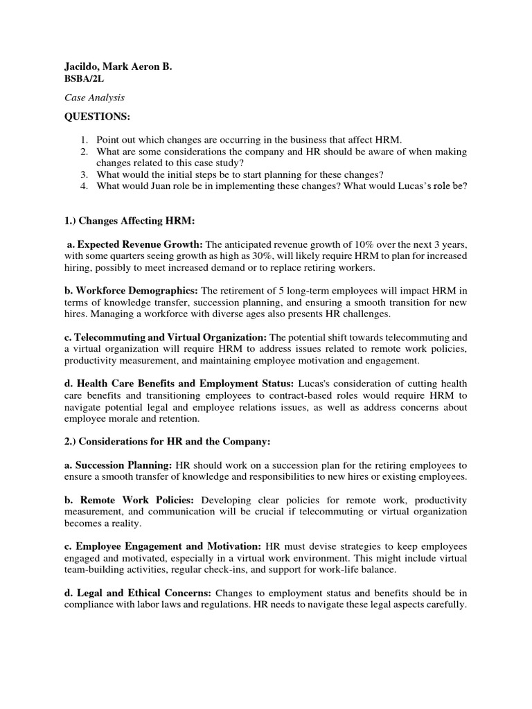 Case Analysis HRM | PDF