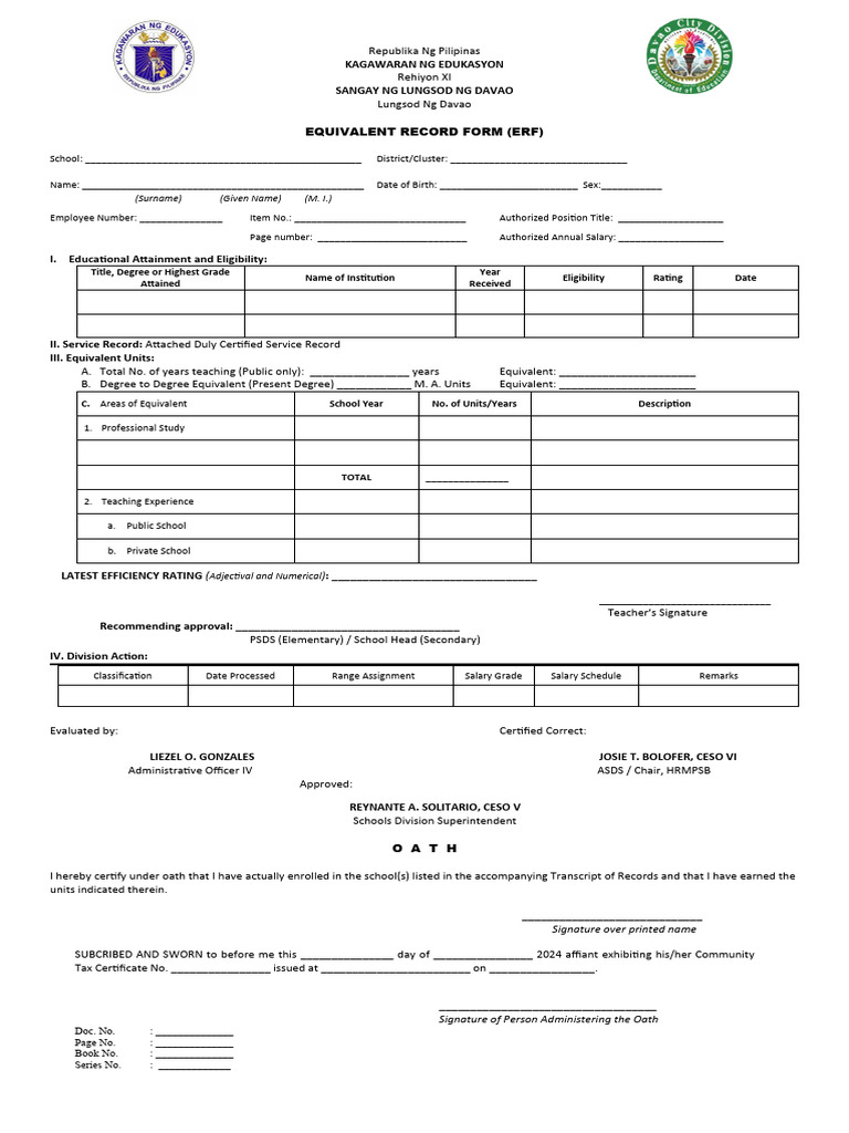 ERF Form 2024 Format | PDF