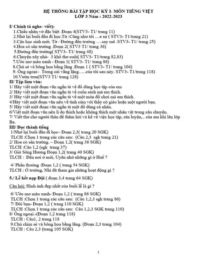 Đề Cương Tv 2022-2023 ( k3) Bản Nộp | PDF
