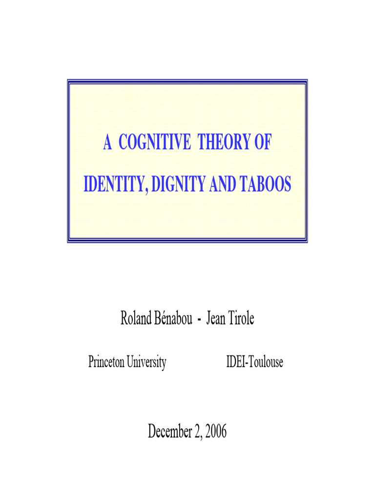 Presentacion de Jean Tirole | PDF | Self Esteem | Identity (Social Science)