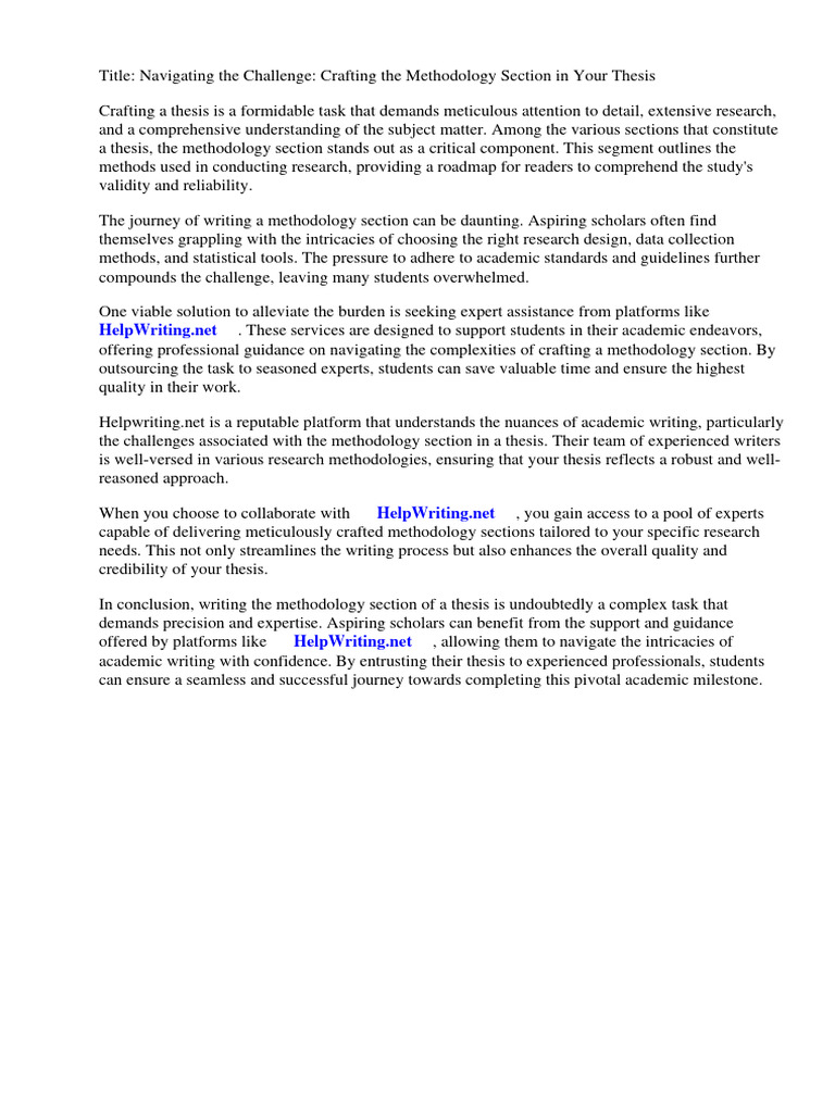 How To Write Methodology Section in Thesis | PDF | Methodology ...