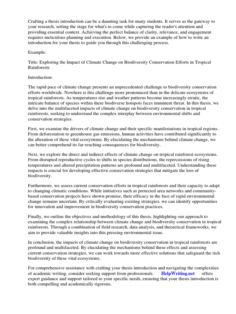 How To Write Introduction in Thesis Example | PDF | Essays | Climate Change