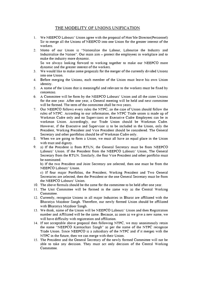 Unifying NEEPCO Labour Unions | PDF | Trade Union | Labor