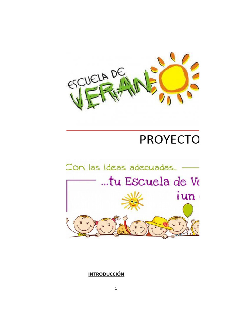 proyecto escuela de verano | PDF