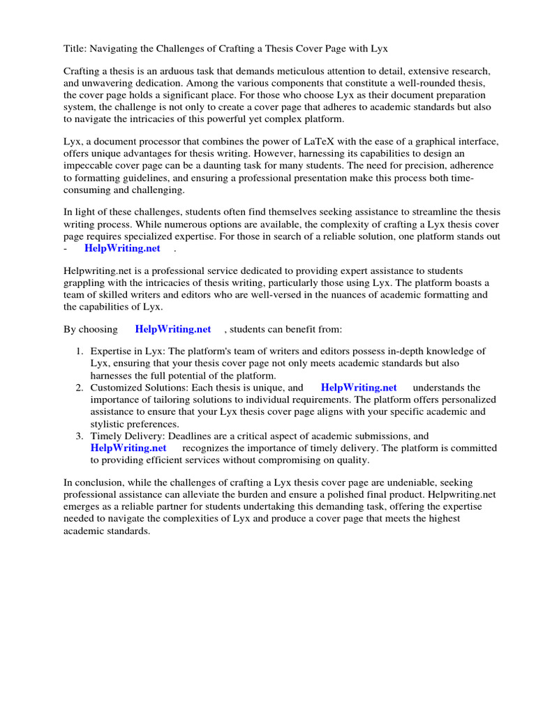 Lyx Thesis Cover Page | PDF | Thesis | Sewage Treatment
