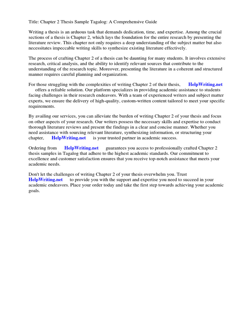 Tagalog Thesis Chapter 2 Guide | PDF | Tagalog Language | Thesis