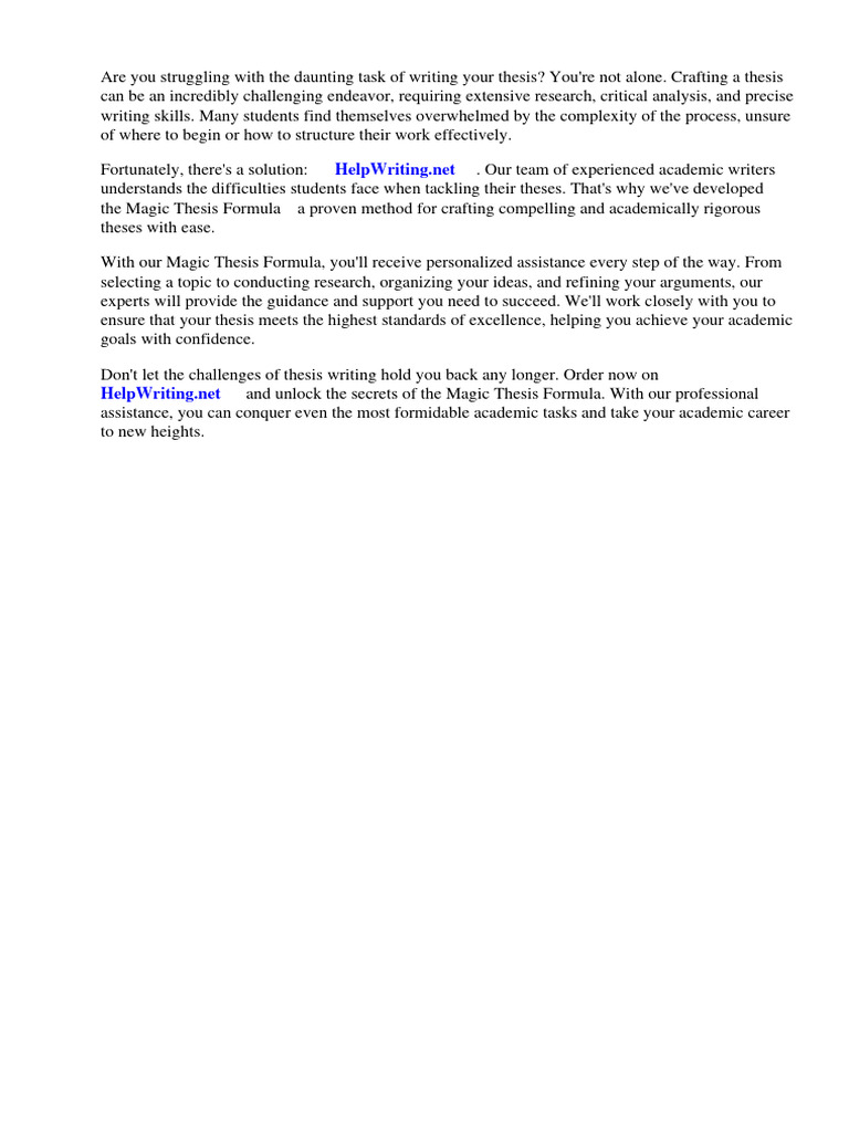 Magic Thesis Formula | PDF | Essays | Thesis
