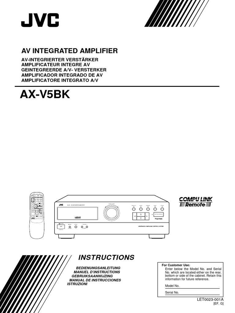 JVC AX-V5 Amplifier User Manual | PDF | Loudspeaker | Videocassette ...