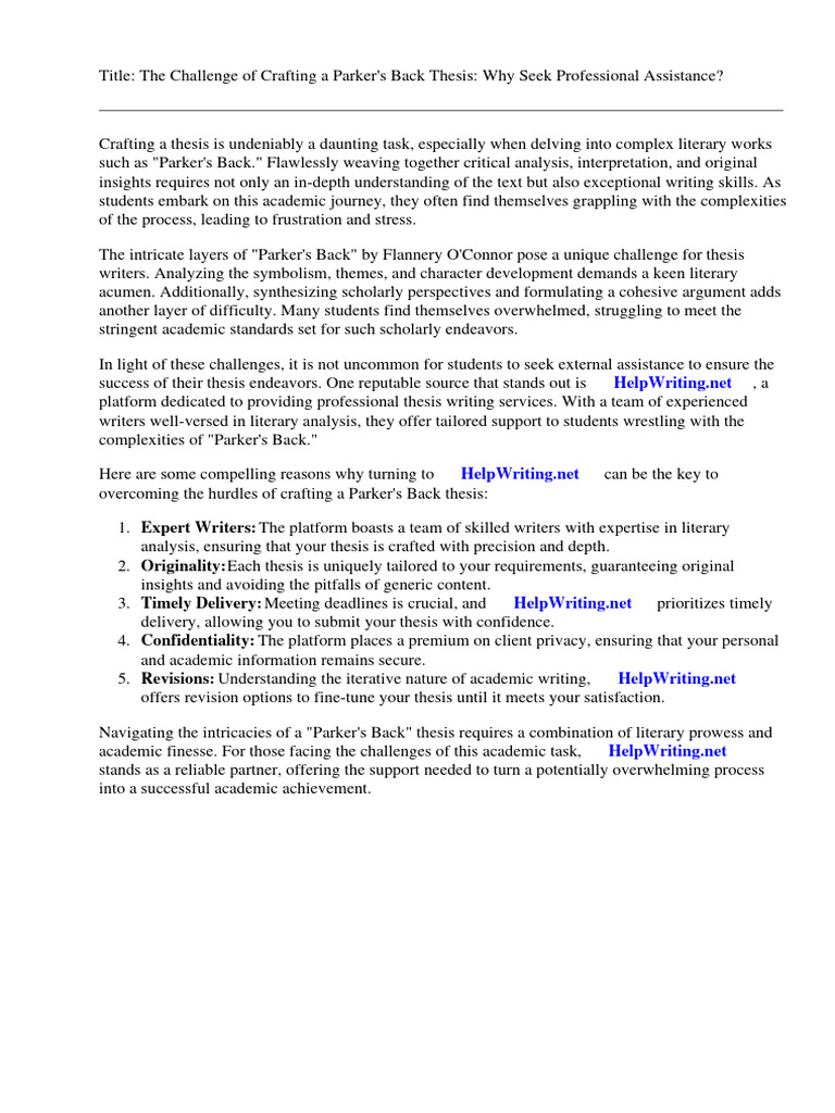 Parkers Back Thesis | PDF