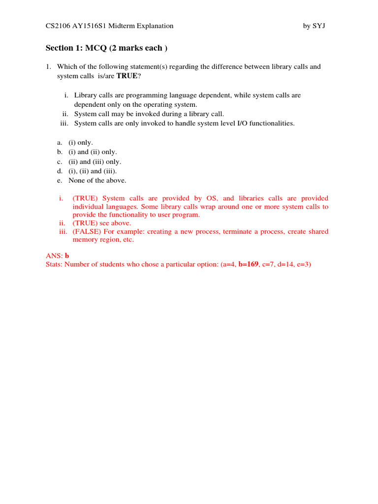Cs2106 1516s2 Midterm Solution | PDF | Thread (Computing) | Process (Computing)