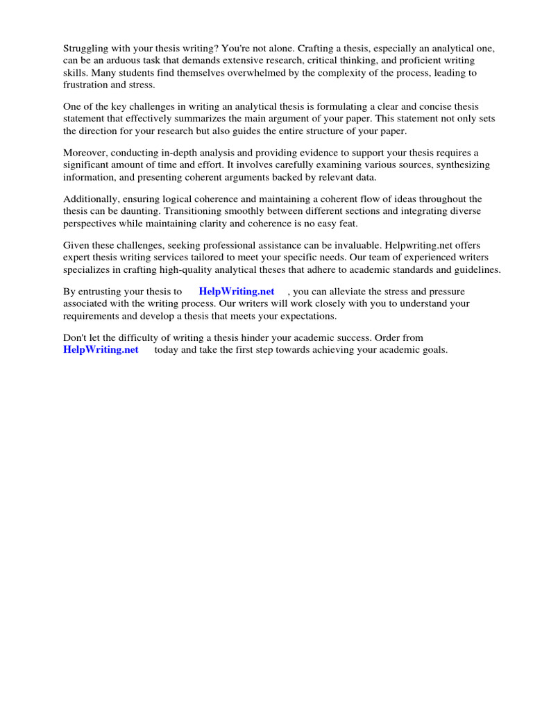 Example Analytical Thesis Statement | PDF | Essays | Thesis
