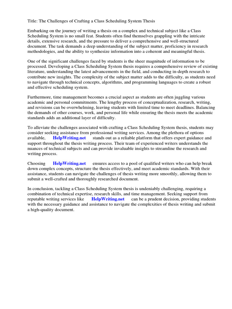 Class Scheduling System Thesis | PDF | Thesis | Teachers