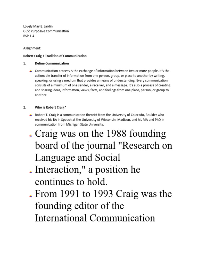 Craig PURCOMM | PDF | Communication | Experience