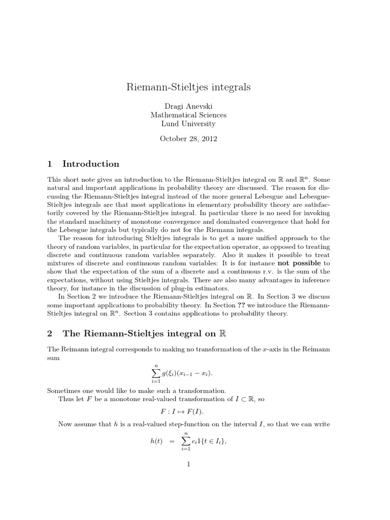 Riemann S Tie LT Jes | PDF | Integral | Measure Theory