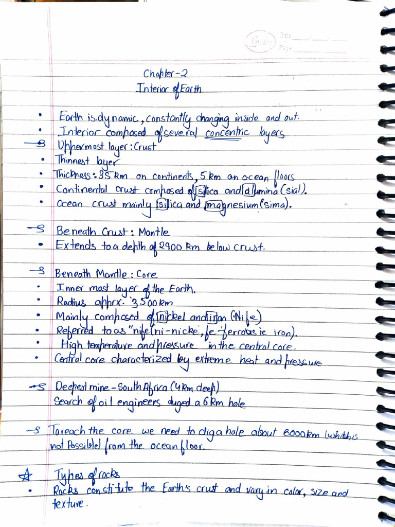 Interior of the Earth for Class 7 | PDF | Structure Of The Earth ...