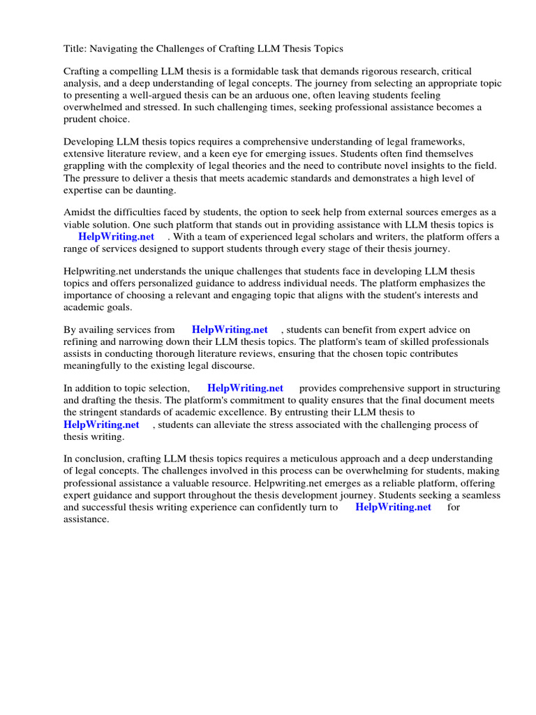 LLM Thesis Topics | PDF | European Union | Thesis