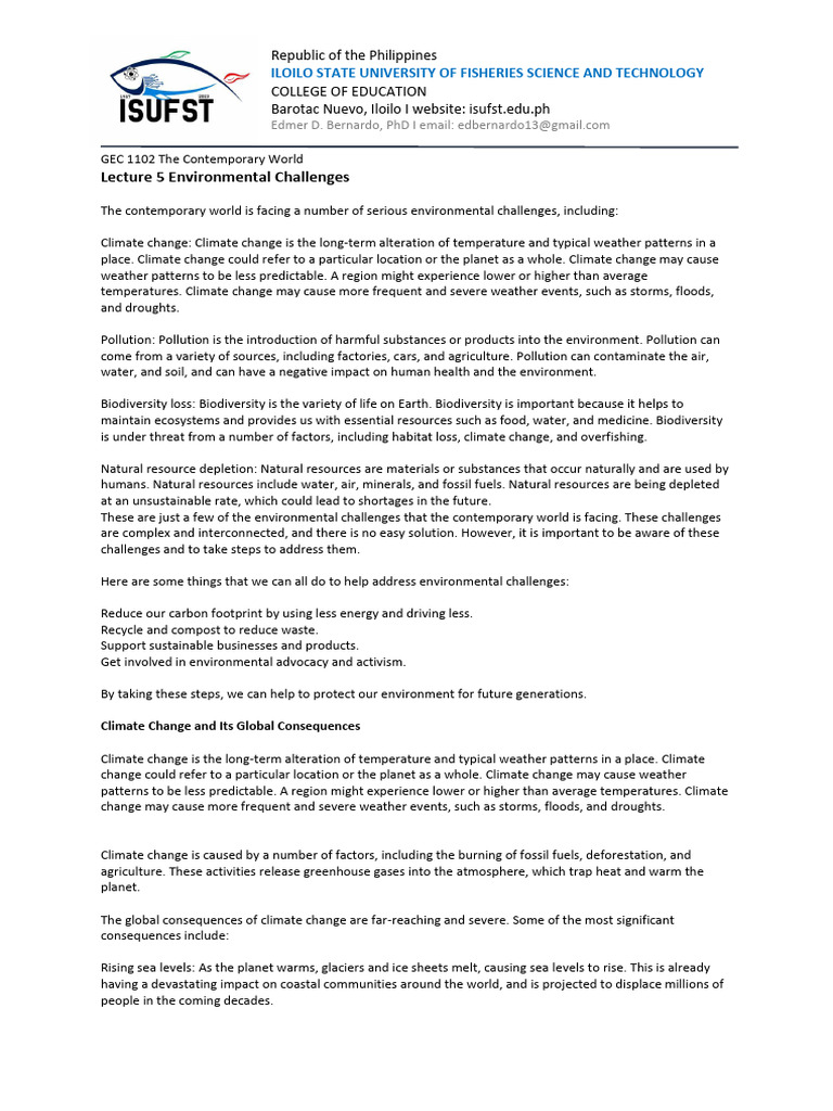 Environmental Challenges and Solutions | PDF | United Nations Framework ...