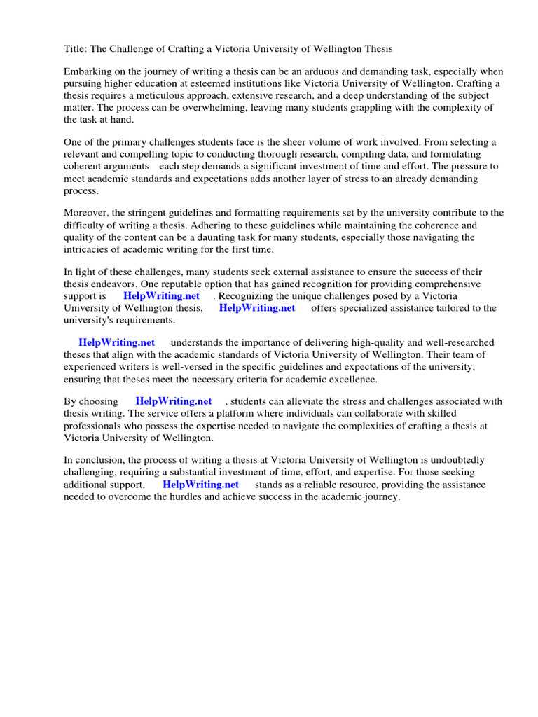 Writing a Thesis at Victoria University | PDF | Thesis | Doctor Of Philosophy