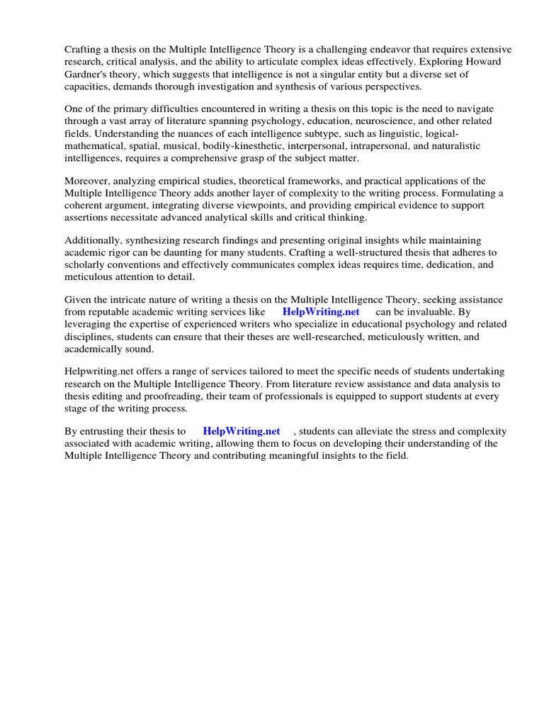 Writing a Thesis on Multiple Intelligences | PDF | Intelligence ...