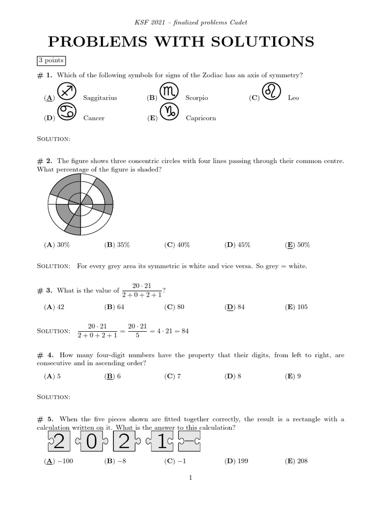 KSF2021-problems With Solutions | PDF | Mathematics | Euclidean Geometry