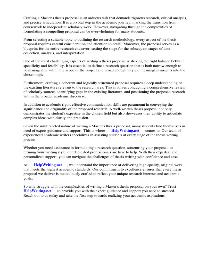 Masters Thesis Proposal Examples | PDF | Thesis | Essays