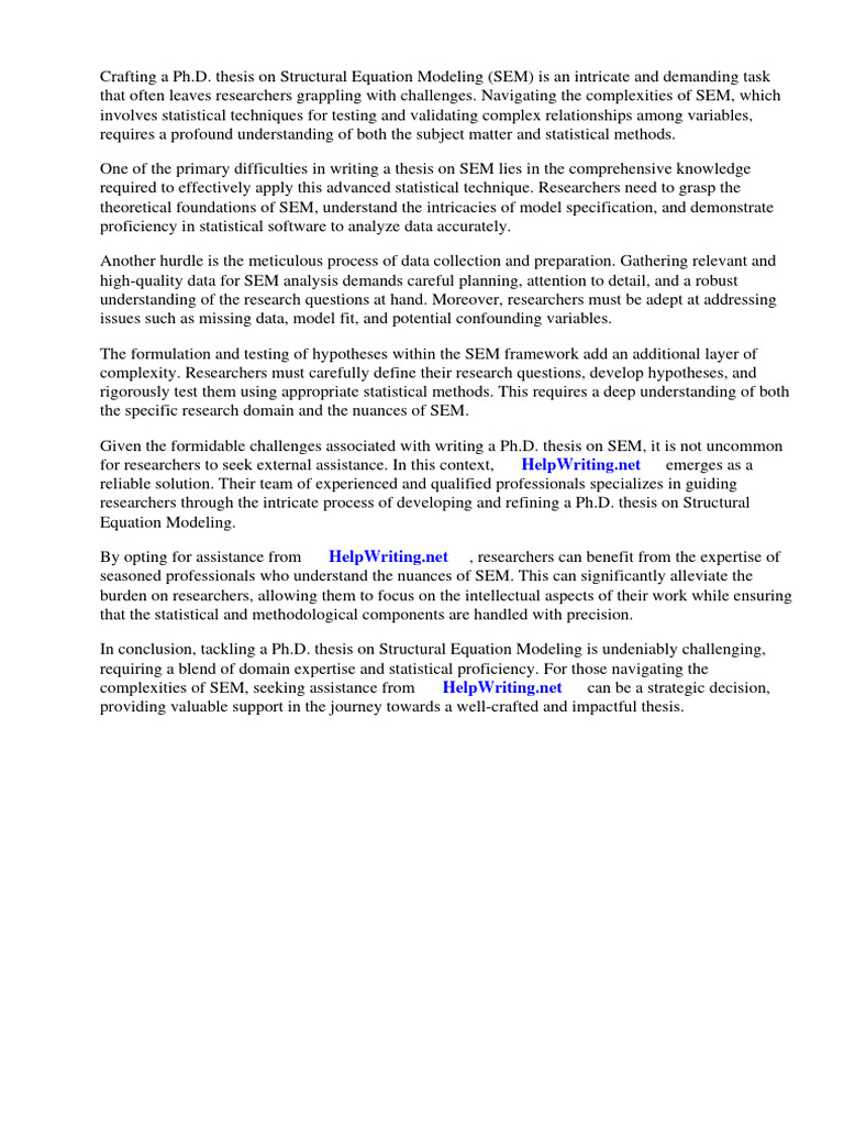 Ph.D. SEM Thesis Challenges | PDF | Structural Equation Modeling ...
