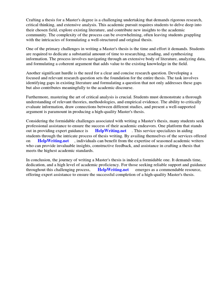 Thesis in Masters Degree | PDF | Critical Thinking | Thesis