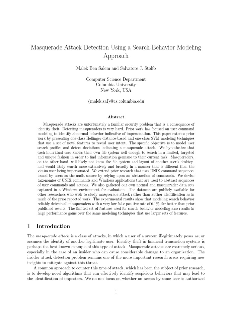 Masquerade Attack Detection | PDF | Receiver Operating Characteristic | Support Vector Machine