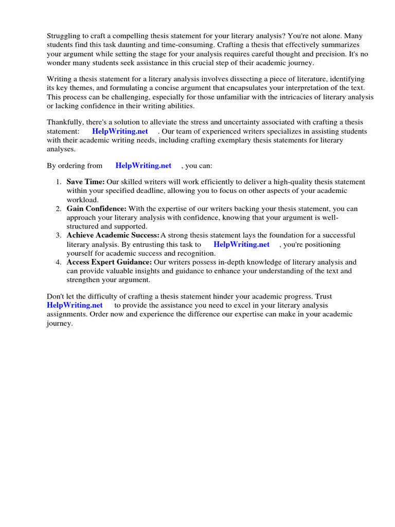 Examples of Good Thesis Statements For Literary Analysis | PDF | Essays ...
