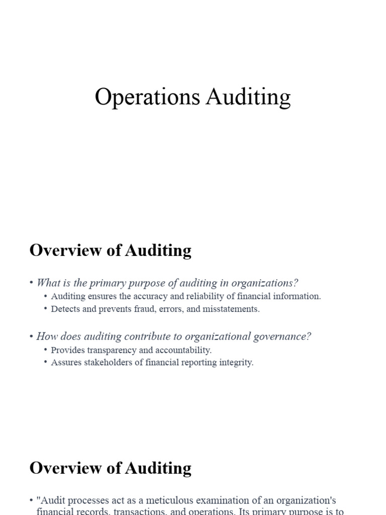 Operations Auditing - Module 1 | PDF | Audit | Internal Control