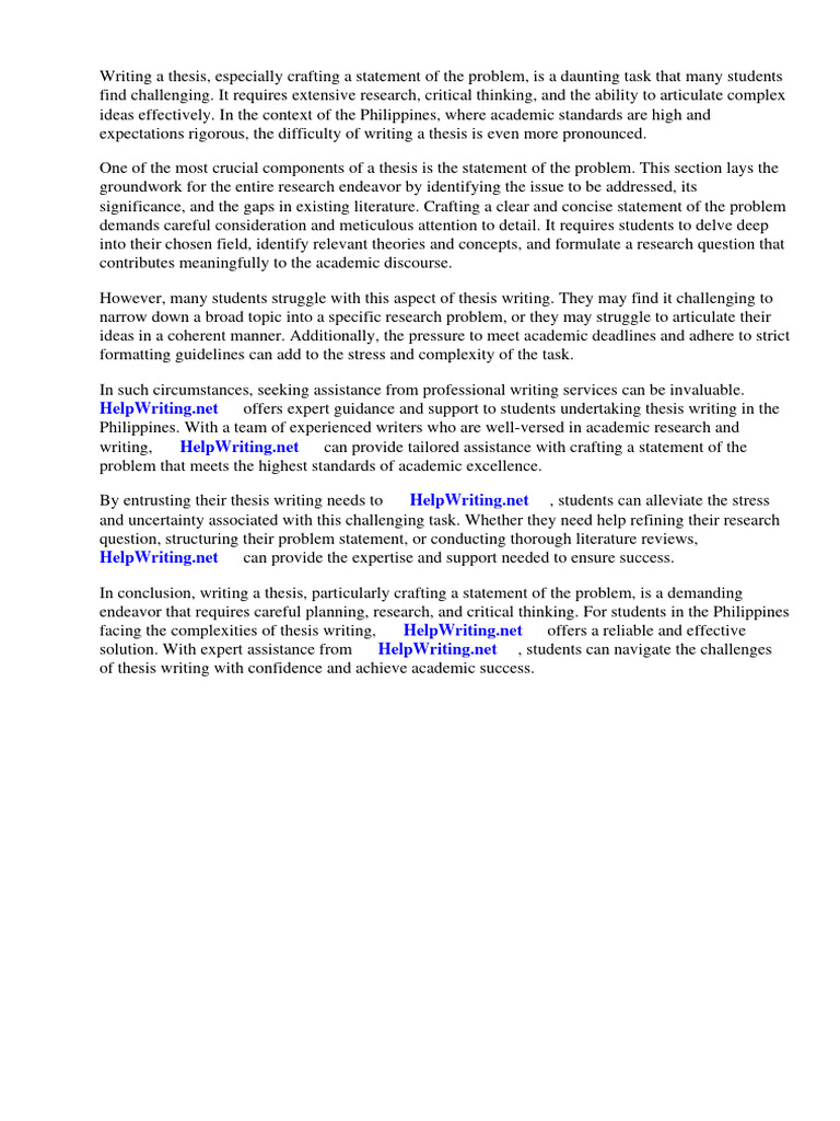 Statement of The Problem Thesis Philippines | PDF | Thesis | Monopoly