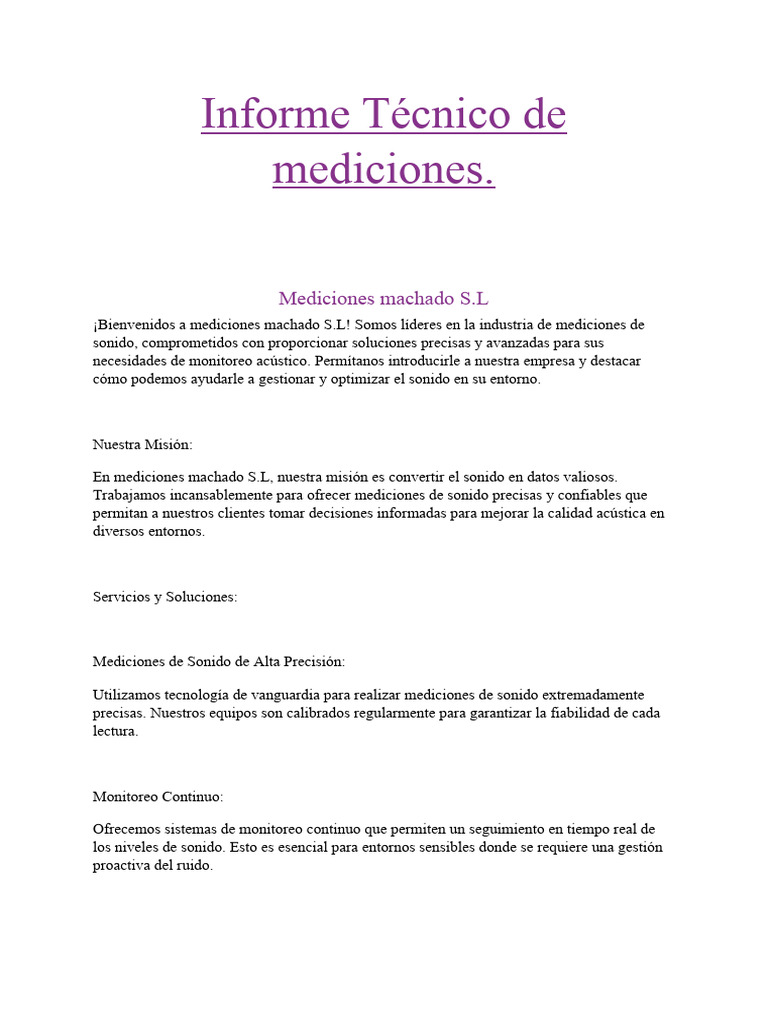 Informe Técnico de Mediciones | PDF