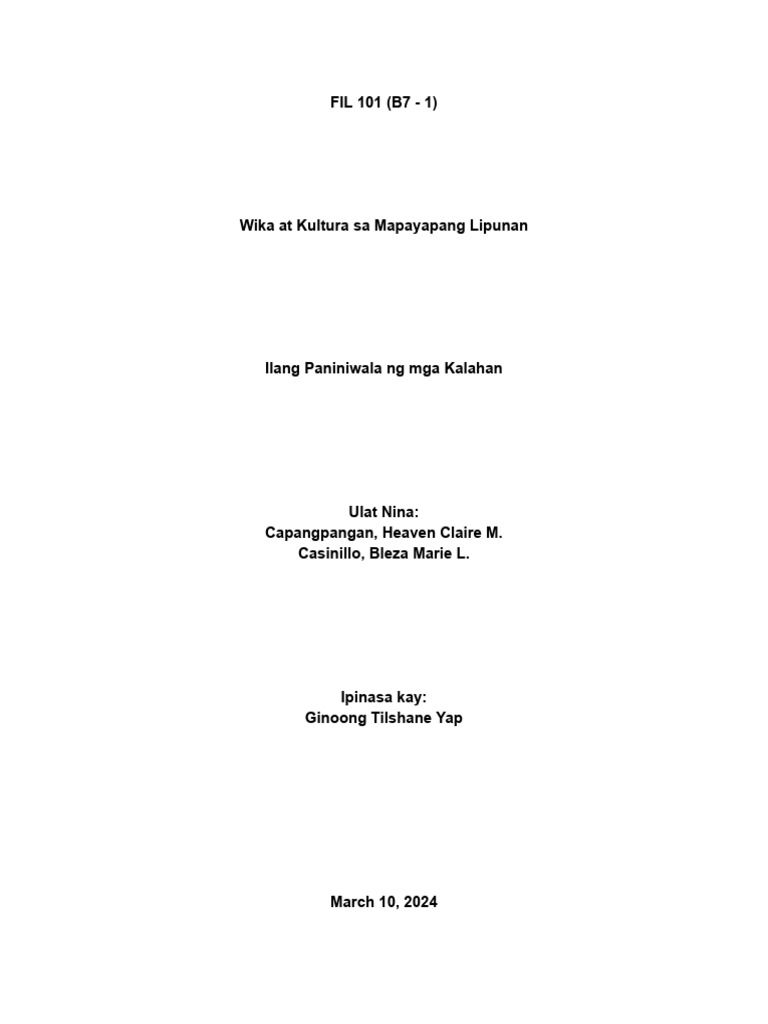 Ilang Paniniwala NG Mga Kalahan | PDF